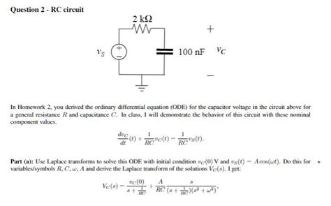 Solved Question RC Circuit In Homework You Derived Chegg