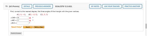 Solved 13 [0 3 Points] Details Previous Answers Scalcet8
