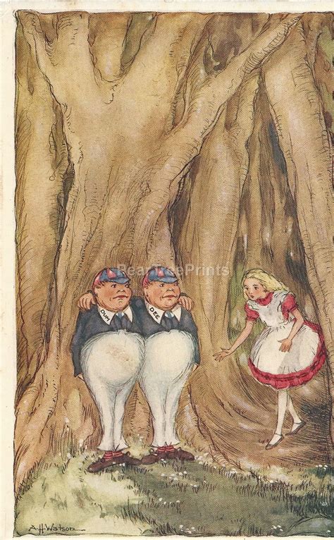 Alice In Wonderland Vintage Print Tweedledum And Tweedledee