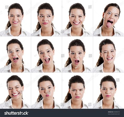 Collage Same Woman Making Diferent Expressions Stock Photo 59589373 Shutterstock