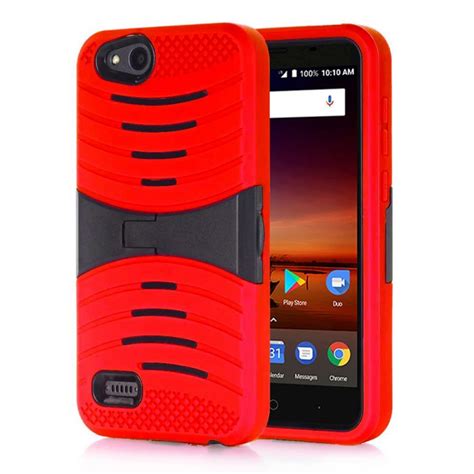 ZTE Tempo X N Blade Vantage Hybrid Silicone Case Cover Stand Red GOTITA BRANDS