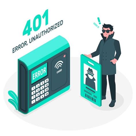 401 Error Unauthorized Concept Illustration Free Vector Free