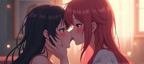 Anime Girls Kissing With Their Tongues Seaart Ai
