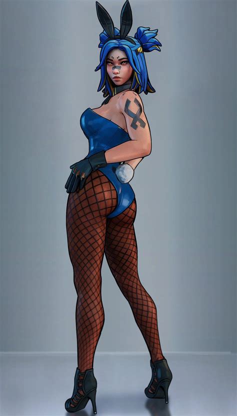 Neon Hentai Bunny Suit Playboy Bunny Solo Fishnet Legwear Wrist