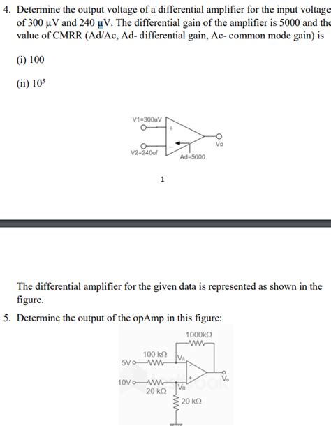 Solved Determine The Output Voltage Of A Differential Chegg