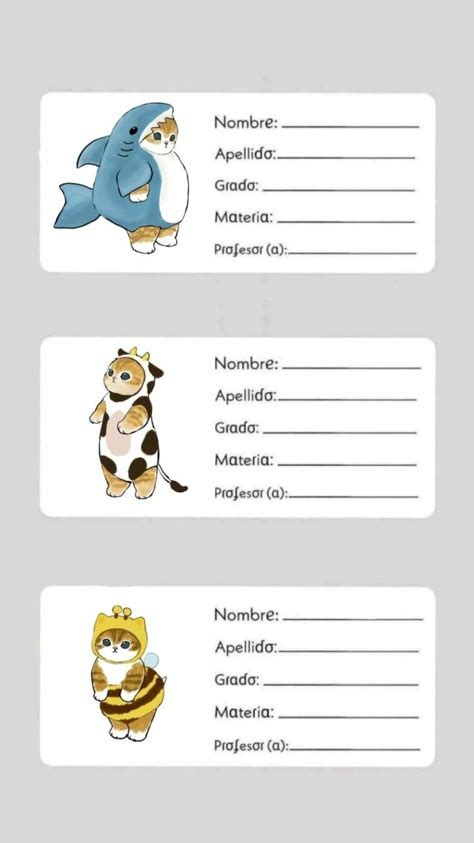 Etiquetas Escolares De Gatos Kawaii