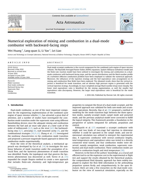 Numerical Exploration Of Mixing And Combustion In A Dual Mode Combustor With Backward Facing