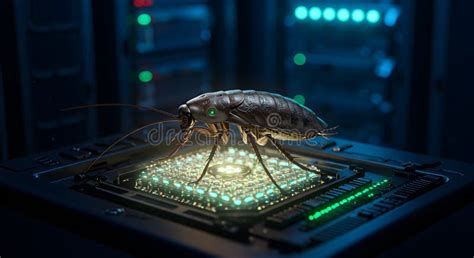 Cybersecurity Threat Cockroach On Server Motherboard Data Breach