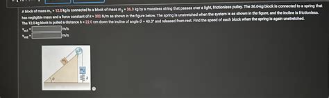Solved A Block Of Mass M1 12 0kg ﻿is Connected To A Block Of