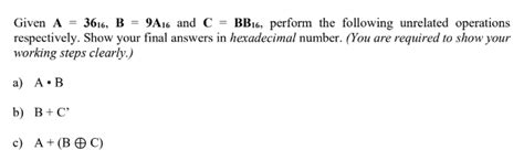 Solved Given A B A And C BB Perform The Chegg Com