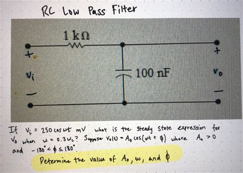 Solved RC Low Pass Filter Ko Vi NF Vo When If Vi Chegg Com