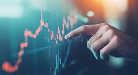 Analyzing Stock Market Trends With A Hand Pointing At Financial Data On