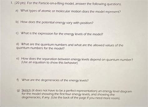Solved Pts For The Particle On A Ring Model Answer Chegg