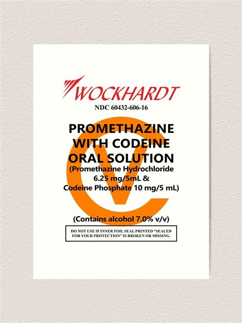 Wockhardt Lean Promethazine With Codeine Bottle Label Art Print For