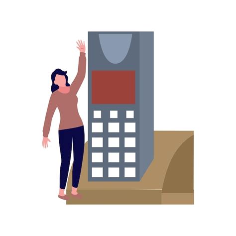 Premium Vector The Girl Is Using The Printer