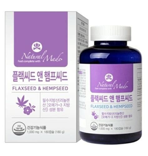 네추럴메이드 플랙씨드 앤 햄프씨드오일 180캡슐 식물성오메가3 리놀렌산 필수지방산 티몬