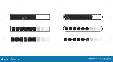 loading bar indicator in black progress bar in square and round shape