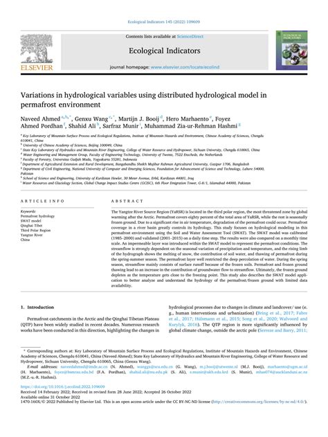 pdf variations in hydrological variables using distributed