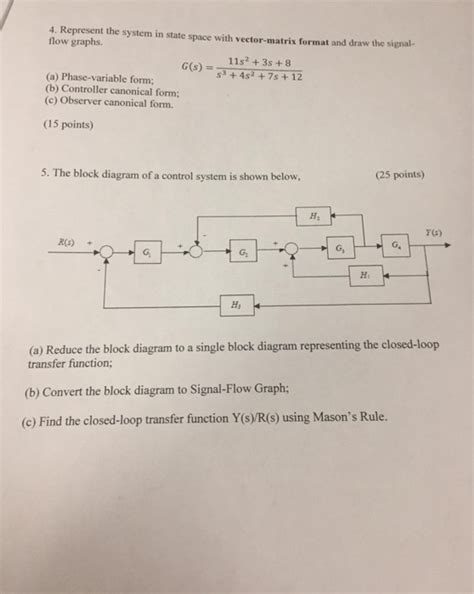 Solved 4 Represent The System In State Space With