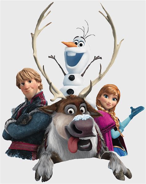 Frozen Characters Group Olaf The Snowman Anna And Kristoff Reindeer