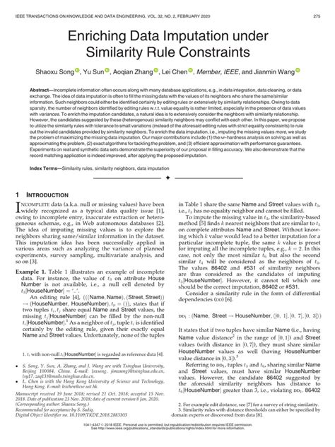 Enriching Data Imputation Under Similarity Rule Constraints Pdf