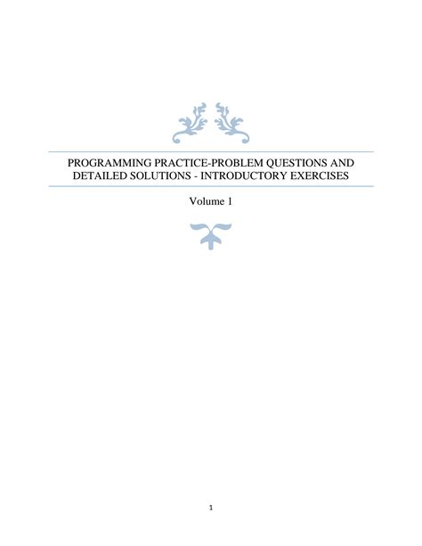 Solution Programming Practice Problem Questions And Detailed Solutions Volume 1 Introductory