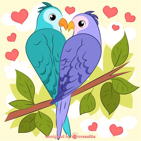 Cute Cartoon Love Birds