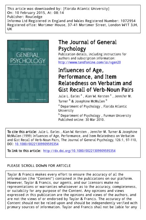 pdf influences of age performance and item relatedness on verbatim