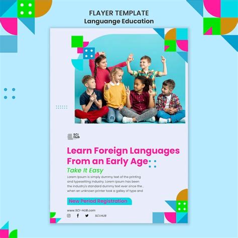 Premium PSD Geometric Language Learning Flyer Template