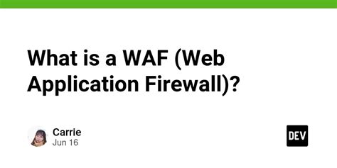 What Is A Waf Web Application Firewall Dev Community