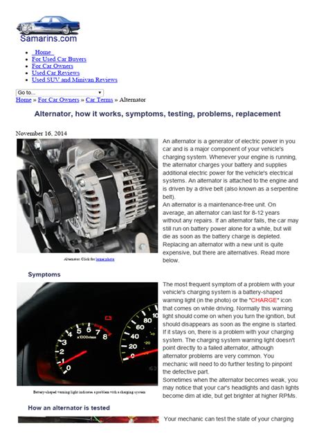 Alternator How It Works Symptoms Testing Problems Replacement Pdf