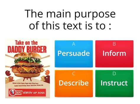 Identifying Purpose Of Text Quiz