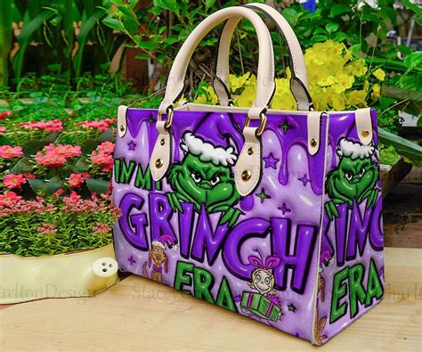 Grinch Christmas Leather Bag Grinch Lover Handbag Custom Etsy