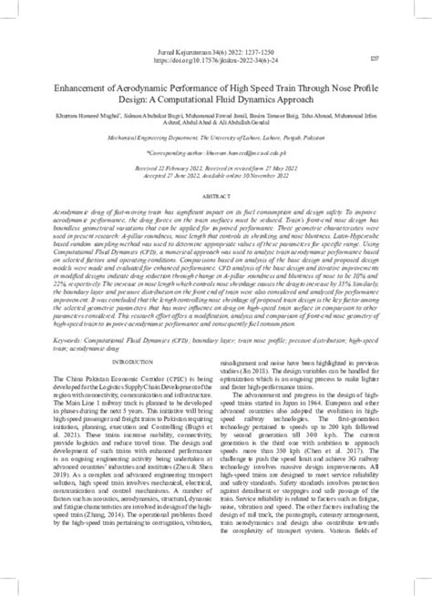 Pdf Enhancement Of Aerodynamic Performance Of High Speed Train