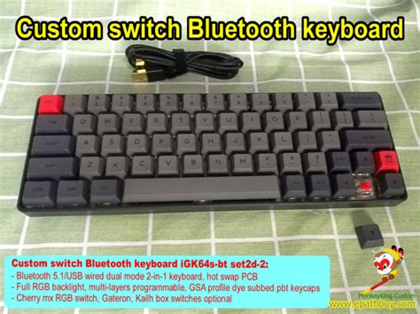 Custom Mechanical Switch Bluetooth Keyboard 60 64 Keys Hot Swap Wireless