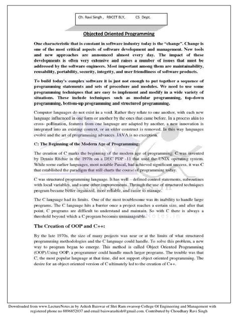 Object Oriented Techniques By Choudhary Ravi Singh 4e4e85 2 4 20 Pdf