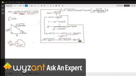 Find The Area Under Graph Of A Trigonometric Function Using Trig Sub