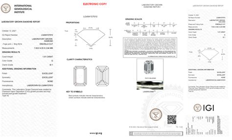 White 101 G Si1 Emerald Cut Igi Certified Lab Diamond For Jewelry At
