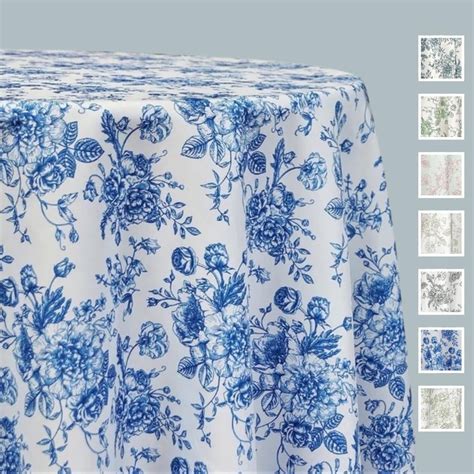 French Toile Poly Print Table Linens Etsy