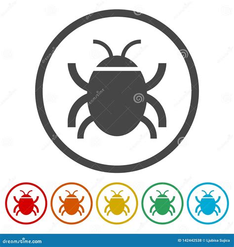Software Bug Or Program Bug Icons Set Stock Vector Illustration Of