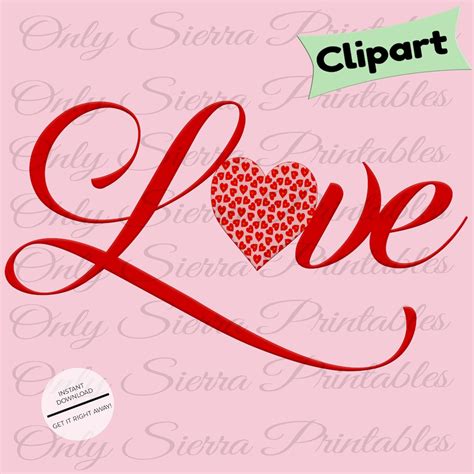 Love Clip Art Valentine Clipart Digital Download Love With Etsy