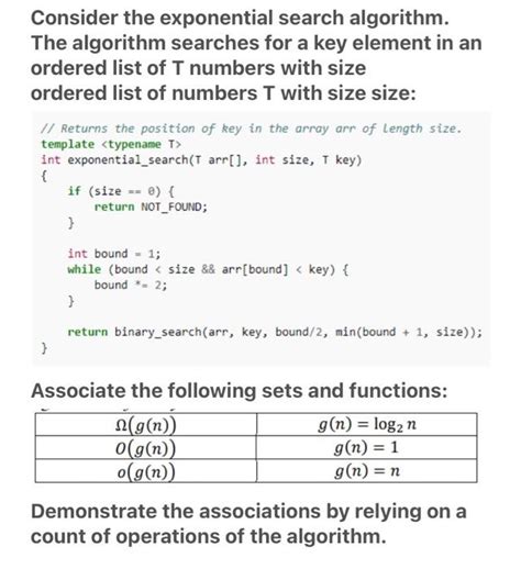 Solved Consider The Exponential Search Algorithm The