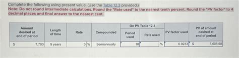 solved complete the following using present value use the
