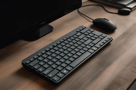 Premium AI Image A Refined And Understated Picture Of A Wireless Keyboard And Mouse Set On A