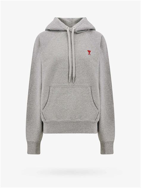 Ami Paris Sweatshirt Grey Womens Ami