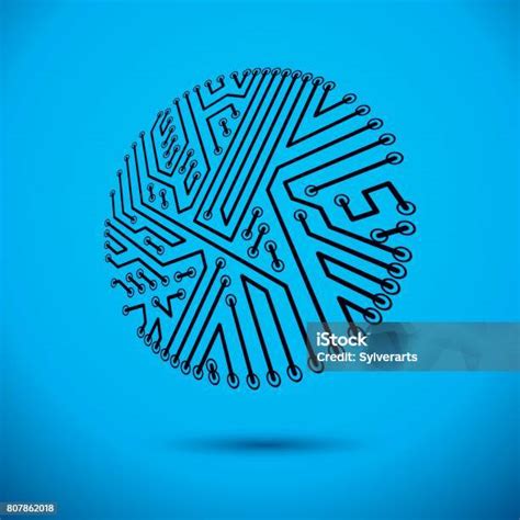 벡터 추상적인 컴퓨터 회로 보드 그림 연결 된 원형 기술 요소 전자 테마 웹 디자인입니다 0명에 대한 스톡 벡터 아트 및 기타