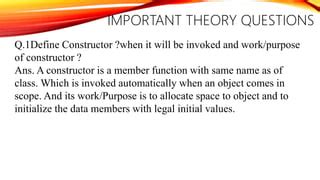 Constructor Destructor Based Question Cbse Cs Class Th PPTX
