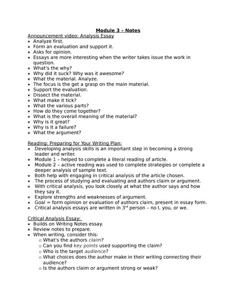 module 3 notes module 3 notes announcement video analysis essay