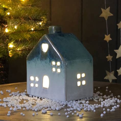 Ceramic Tea Light House With Heart By Nest Ts