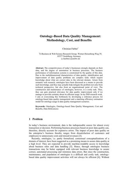 Pdf Ontology Based Data Quality Management … Data Quality Management Methodology Cost And